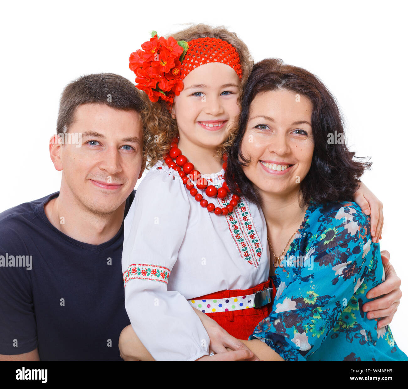 A happy family isolated on white background Stock Photo - Alamy