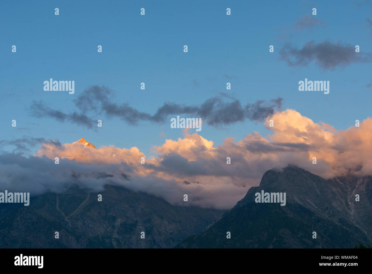 Beautiful Sunset over Kinnar kailash Peak seen from Kalpa,Himachal ...