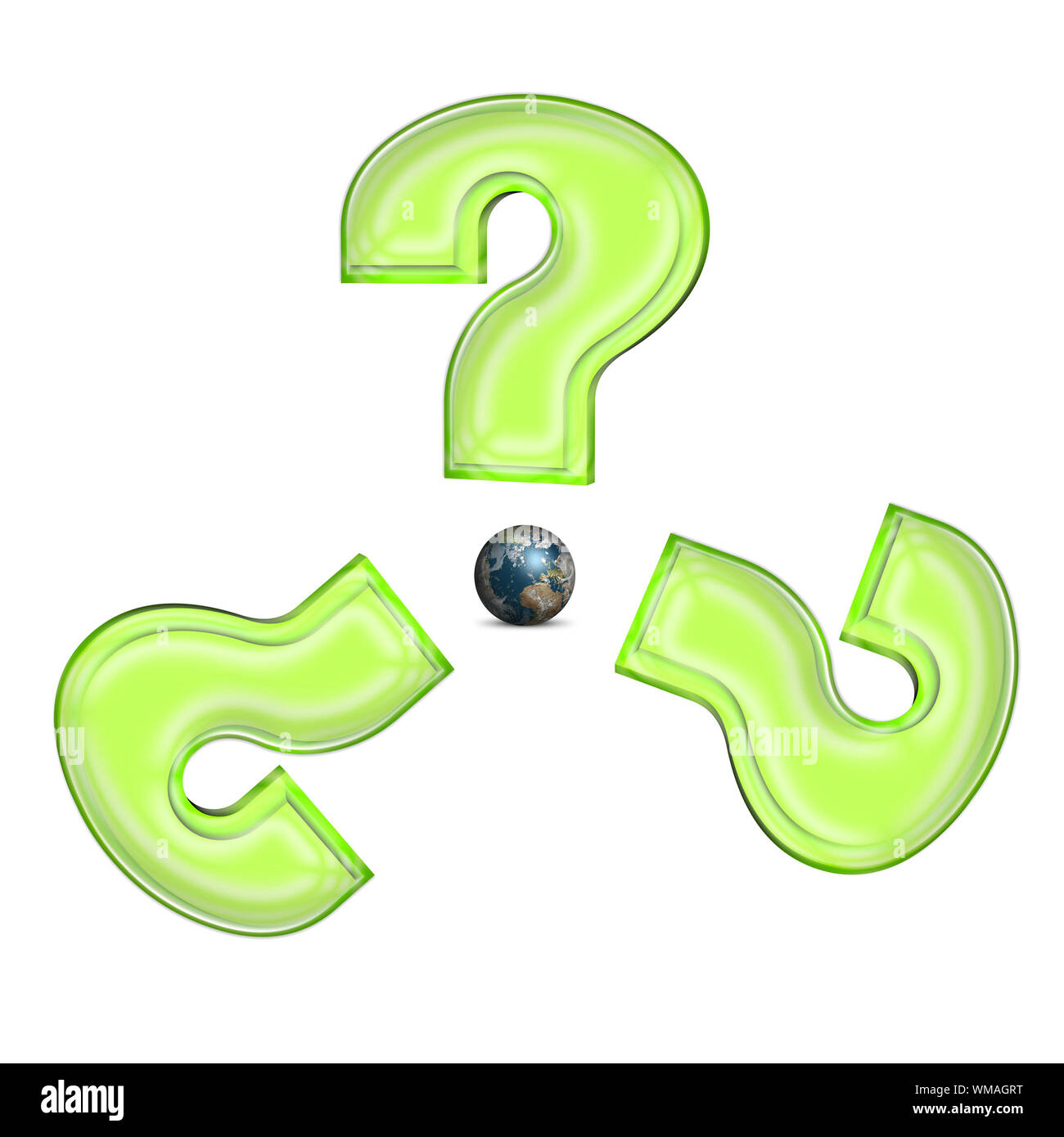 Global sign mede from question signs and earth Stock Photo - Alamy