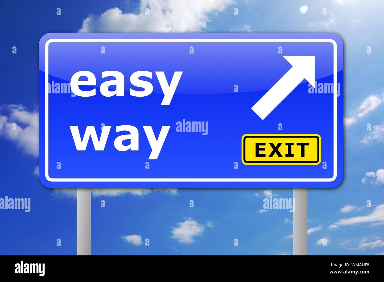 the easy way concept with traffic sign in blue Stock Photo - Alamy