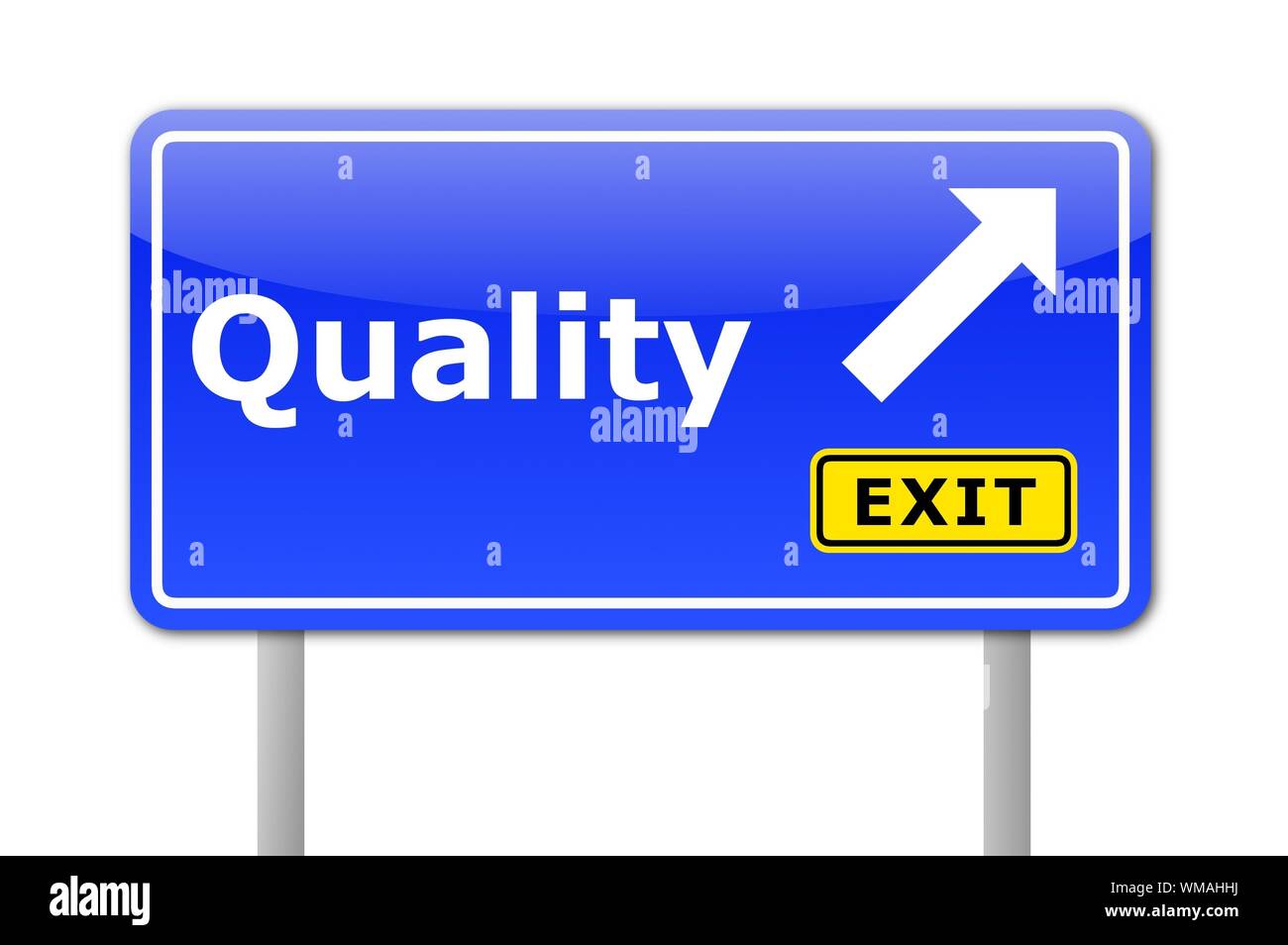 quality product concept with road sign illustration Stock Photo - Alamy