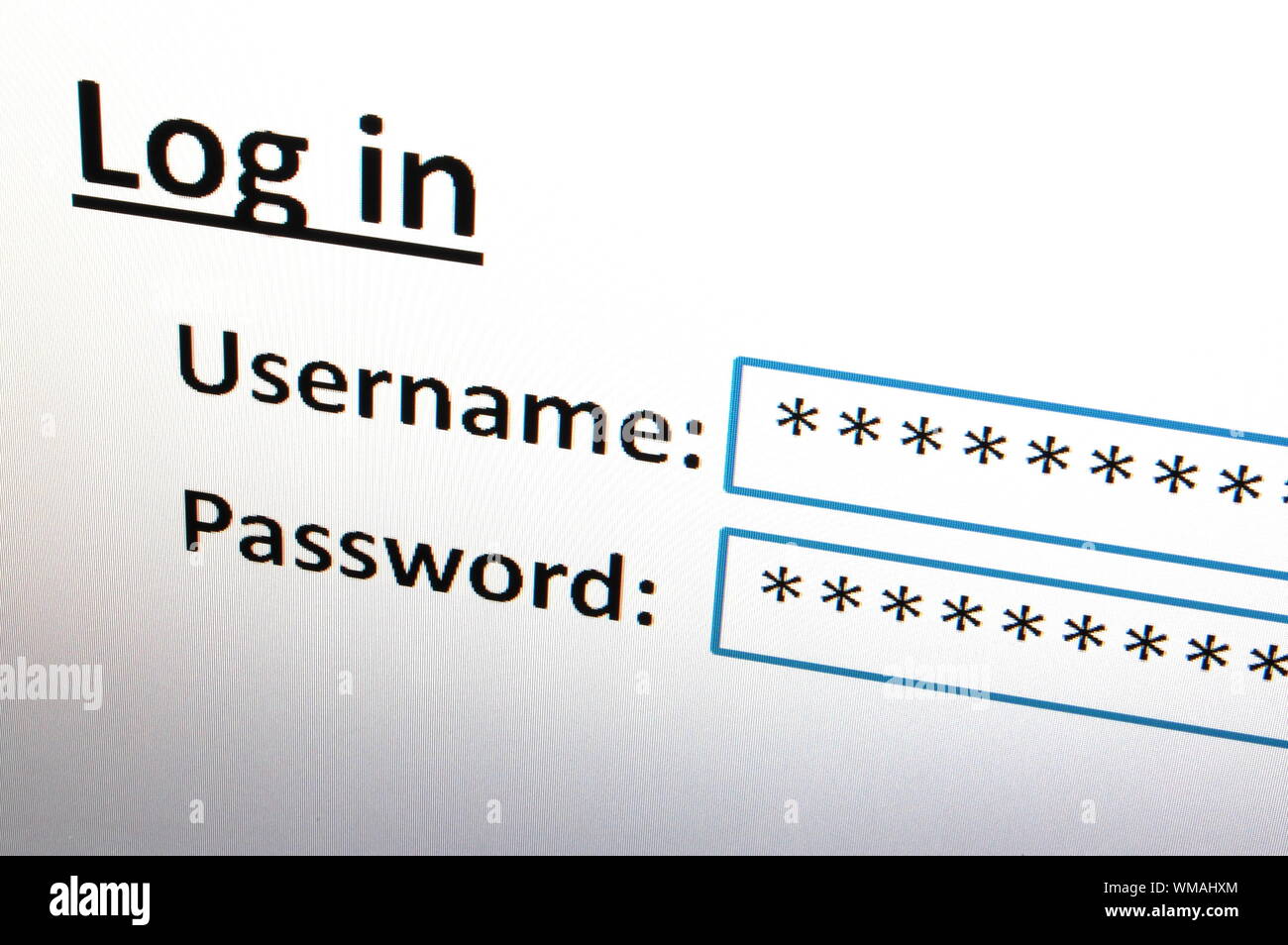 log in on a website in the internet for communication or online banking ...