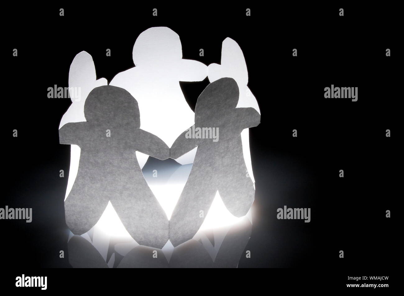 paper team showing concept for friendship teamwork love and help Stock ...