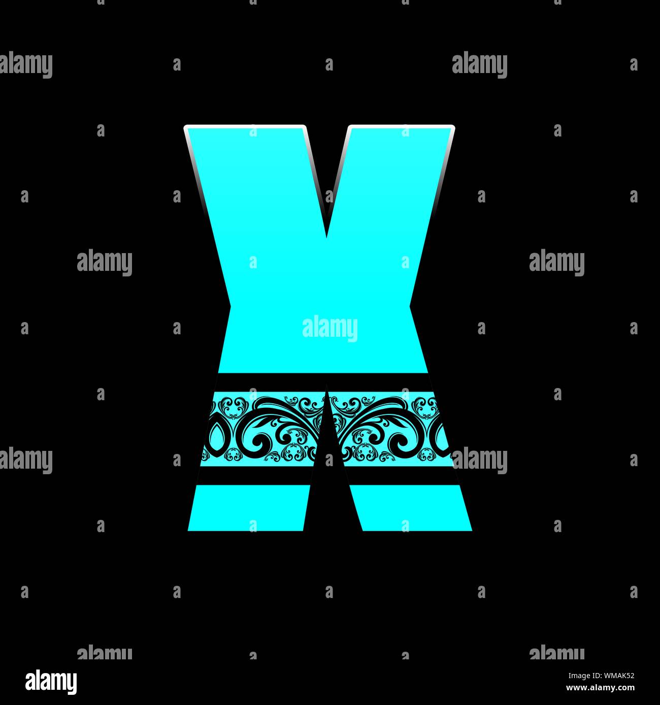 Red Silver Decorative Alphabet Stock Photo - Alamy