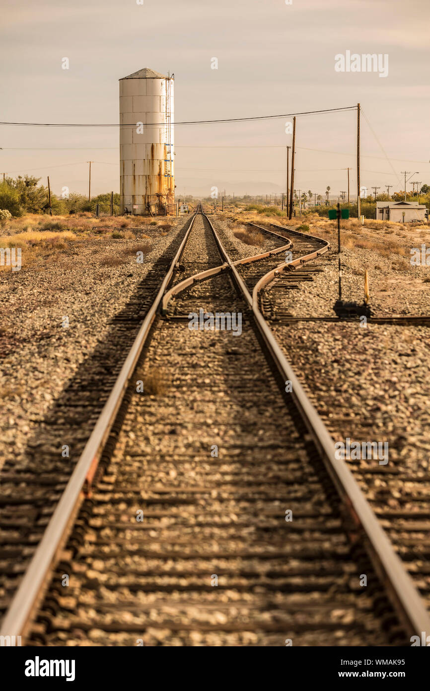 Railroad tracks and siding in the historic American west Stock Photo ...