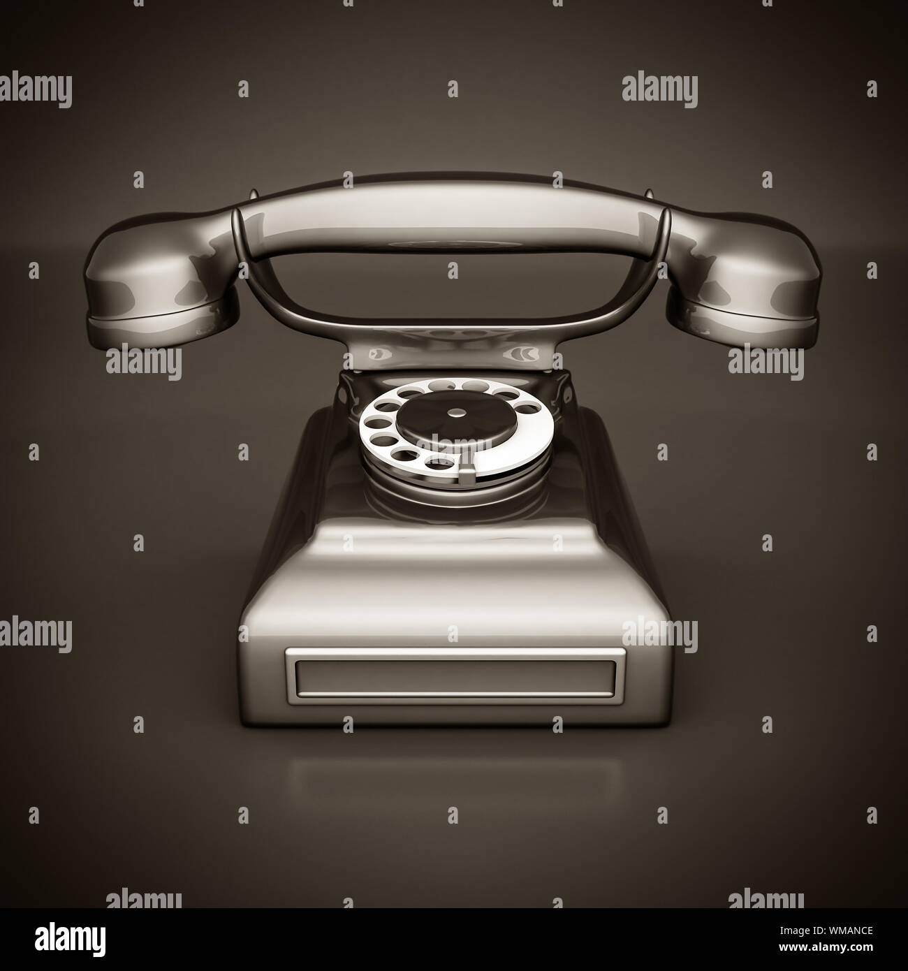 Vintage phone on a beautiful gray background. black and white Stock ...