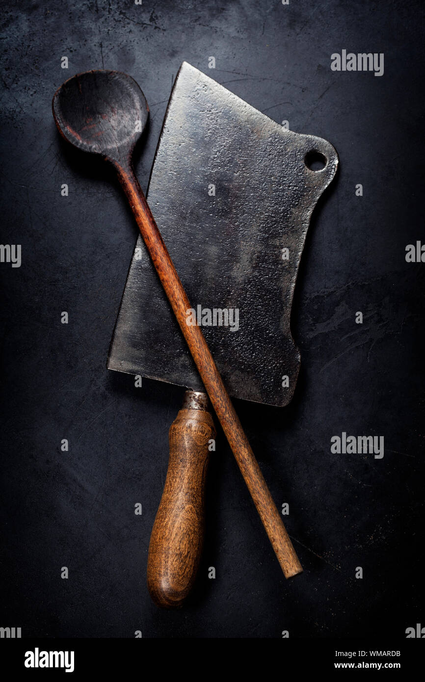 Old cleaver wooden spoon hi-res stock photography and images - Alamy
