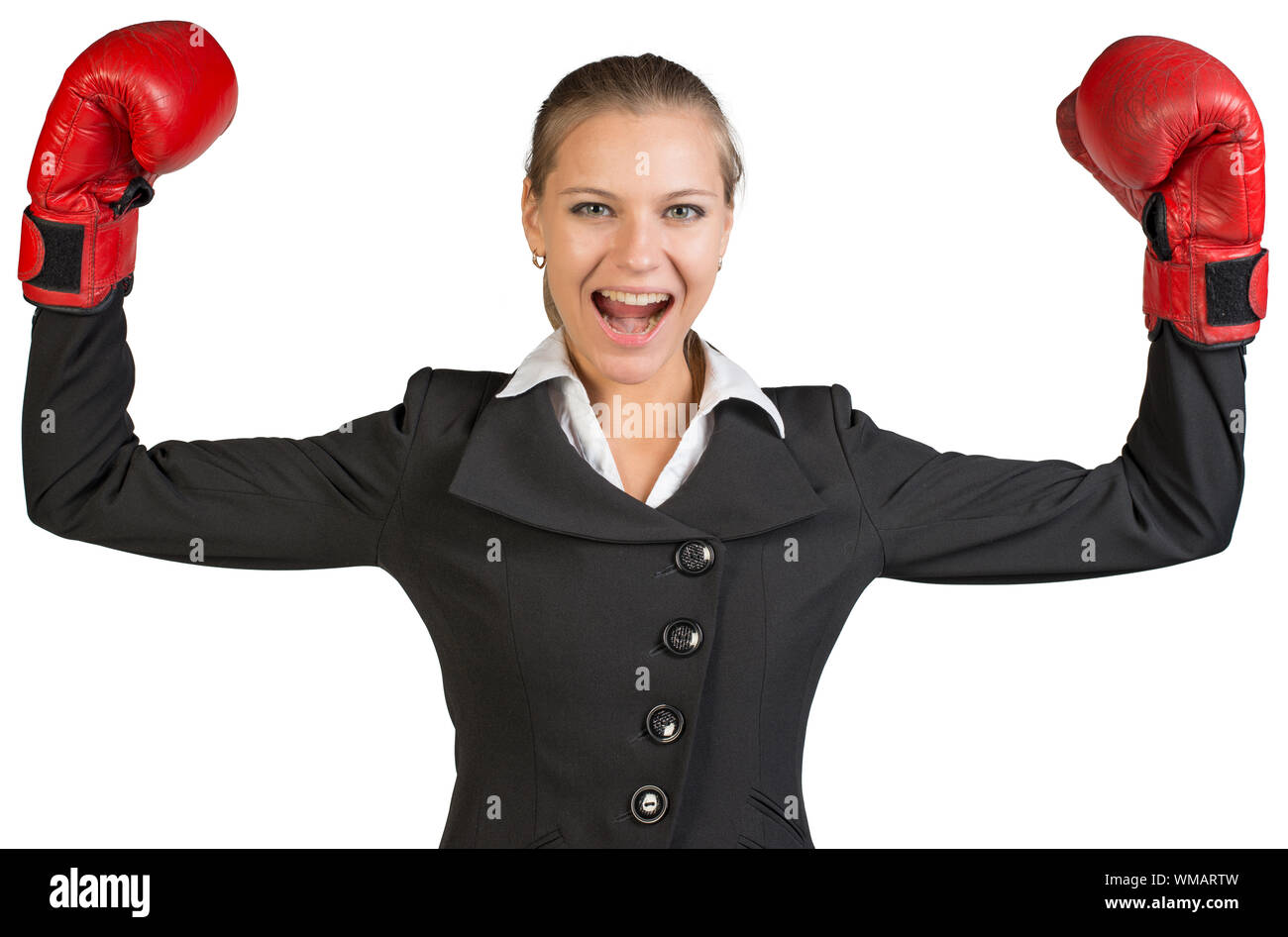 Business woman in boxing pose hi-res stock photography and images - Alamy