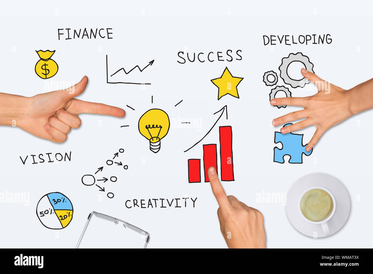 Collage expressing concept of business success, on white background ...