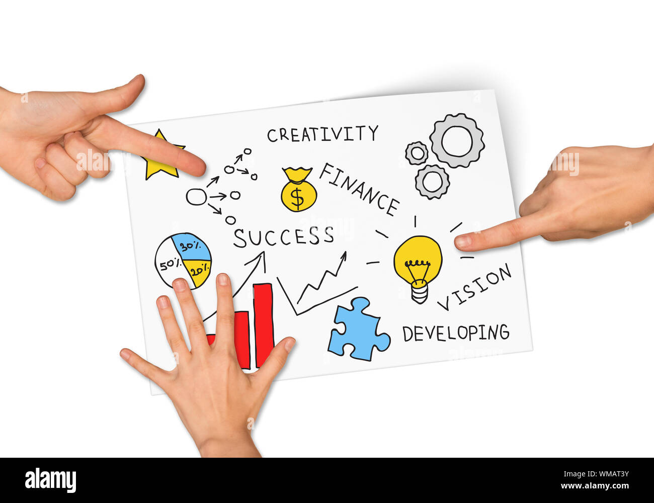 Collage expressing concept of business success, on white background ...