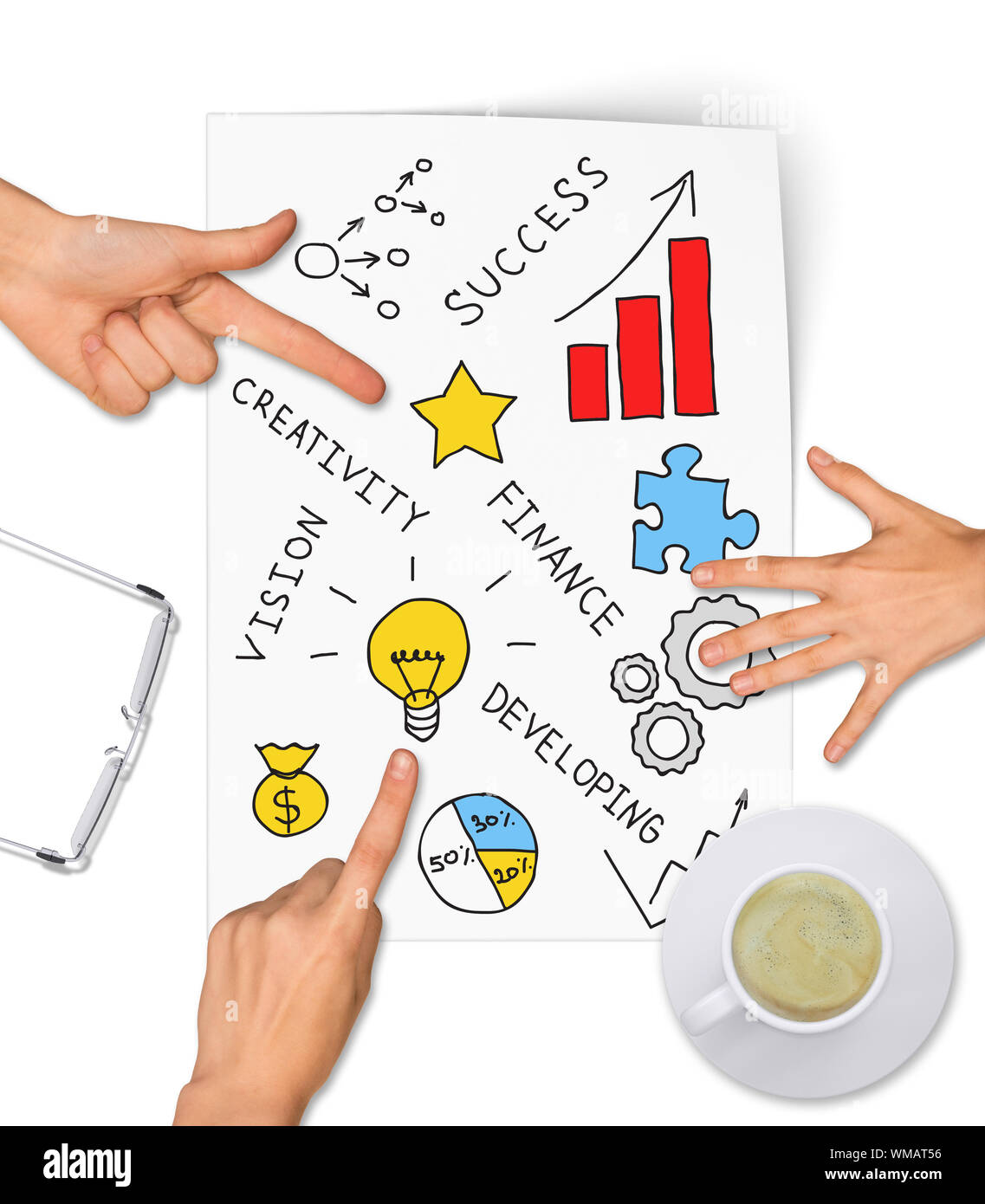 Collage expressing concept of business success, on white background ...