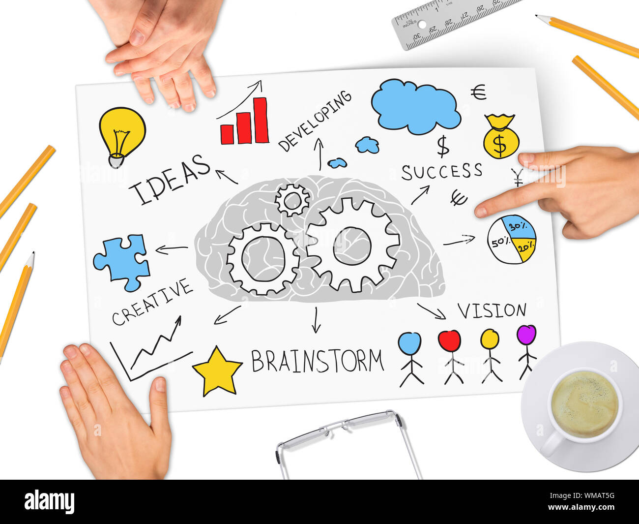 Collage expressing concept of business success, on white background ...