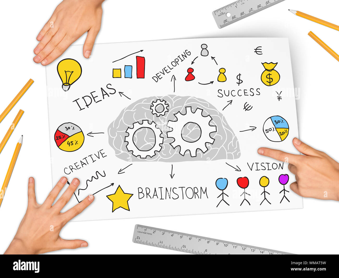 Collage expressing concept of business success, on white background ...