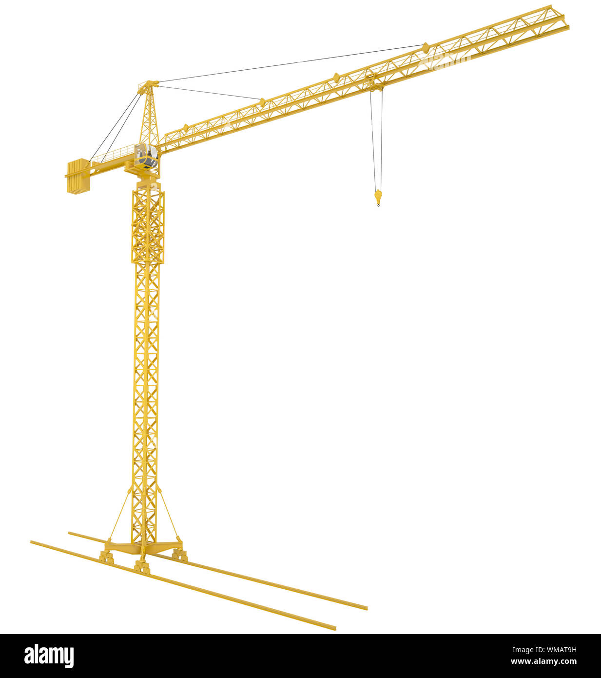 Yellow tower crane, isolated on white background Stock Photo - Alamy