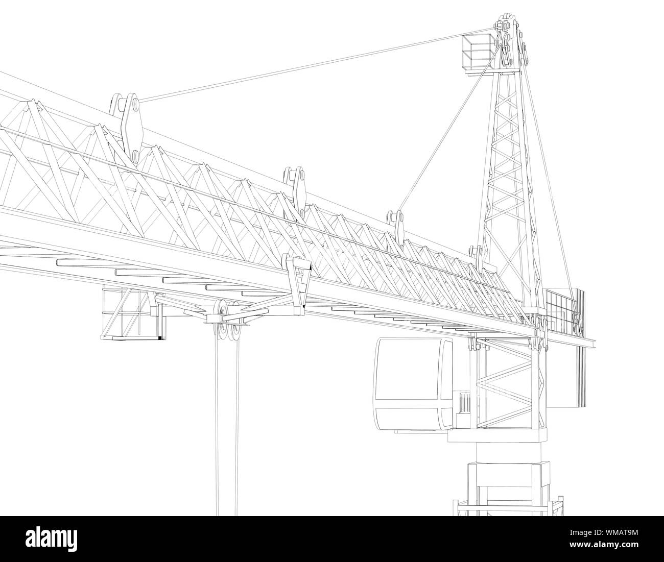 Tower crane, top. Isolated on white background Stock Photo - Alamy