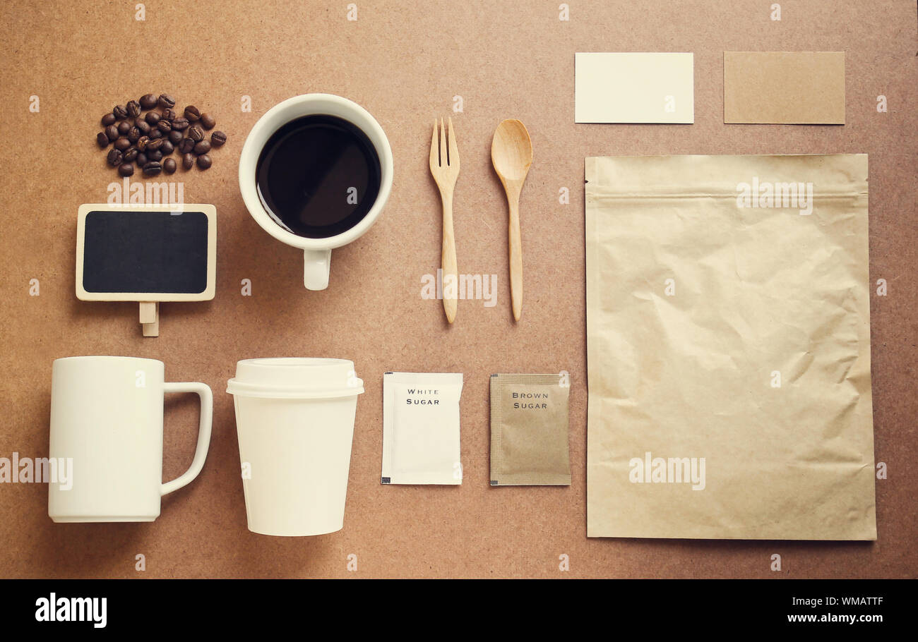 Coffee identity branding mockup set with retro filter effect Stock ...