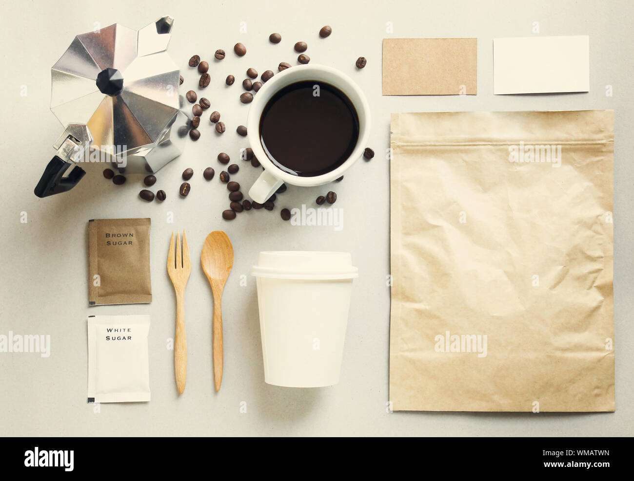 Coffee identity branding mockup set with retro filter effect Stock ...