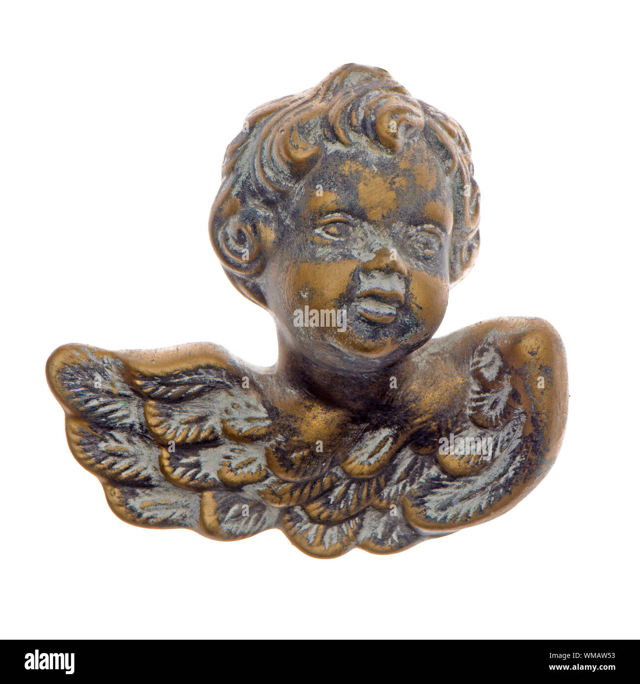 Old decorative angel isolated on white background Stock Photo - Alamy