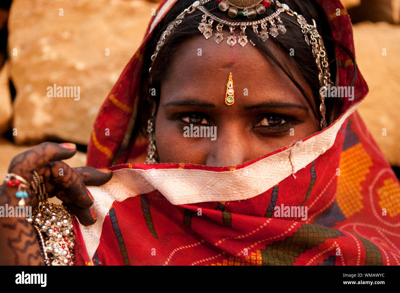 Traditional Indian woman covered her face Stock Photo - Alamy