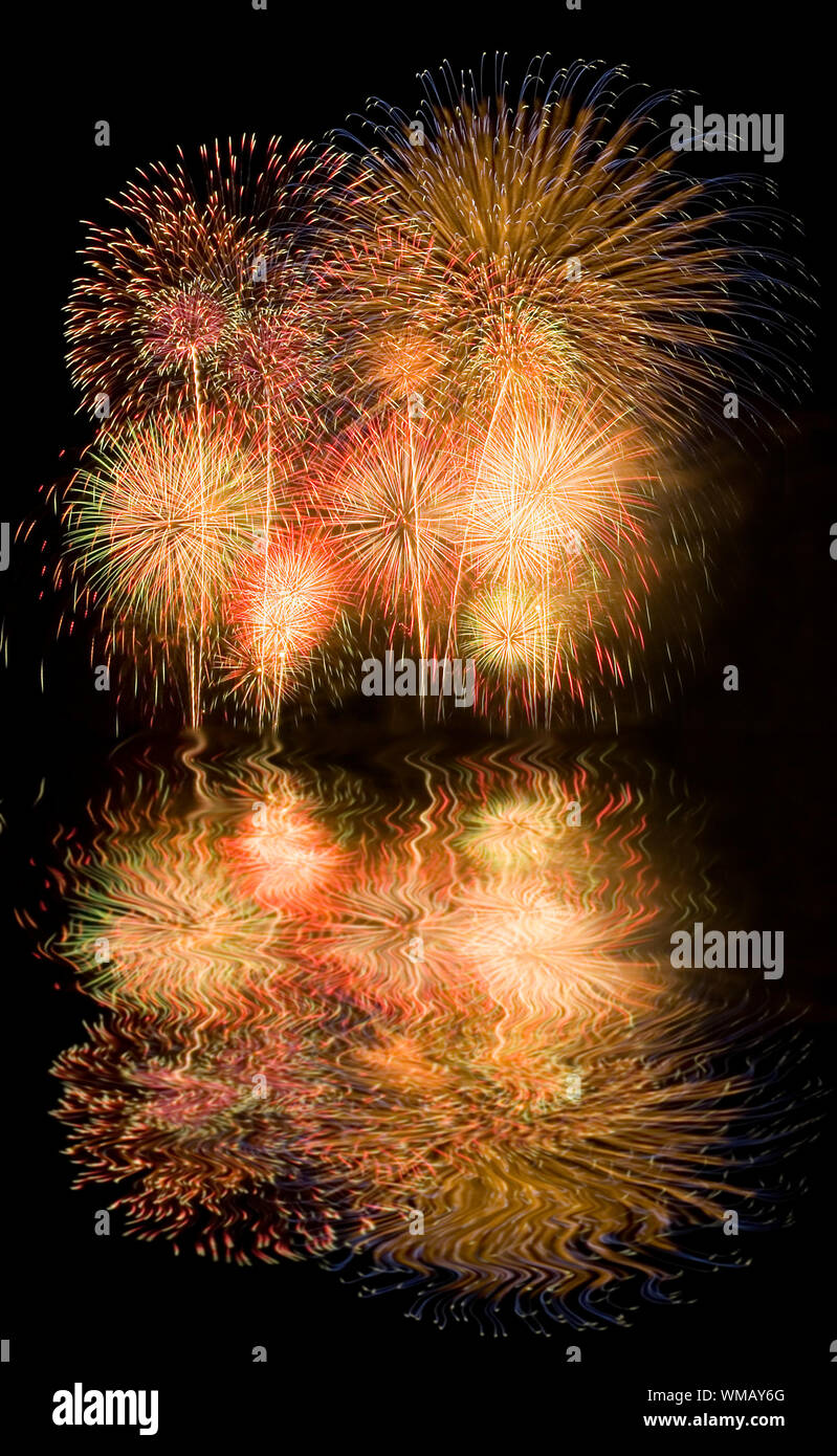 Fireworks with reflections Stock Photo - Alamy