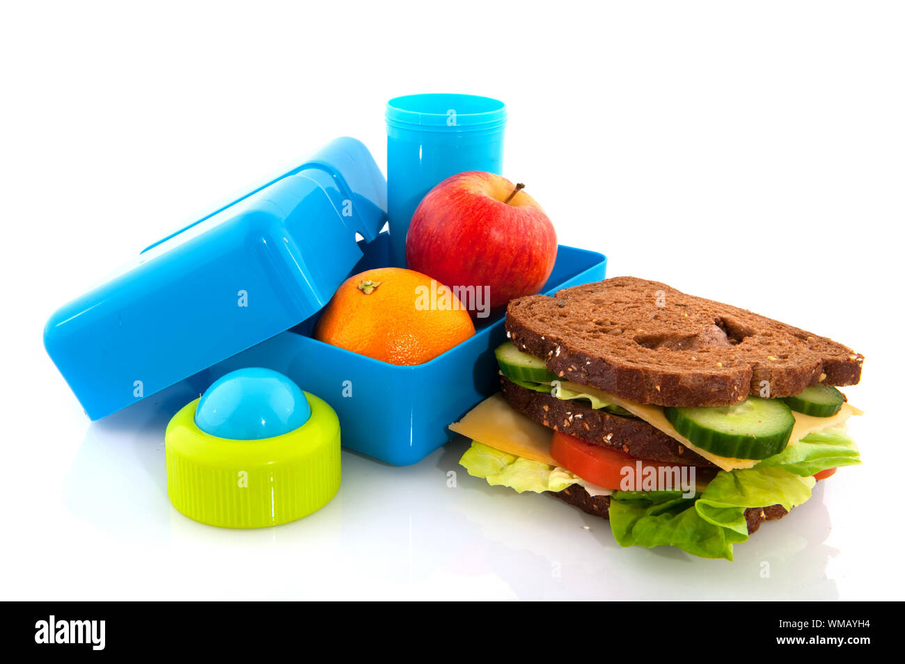 Healthy lunch box filled with bread for take away Stock Photo - Alamy
