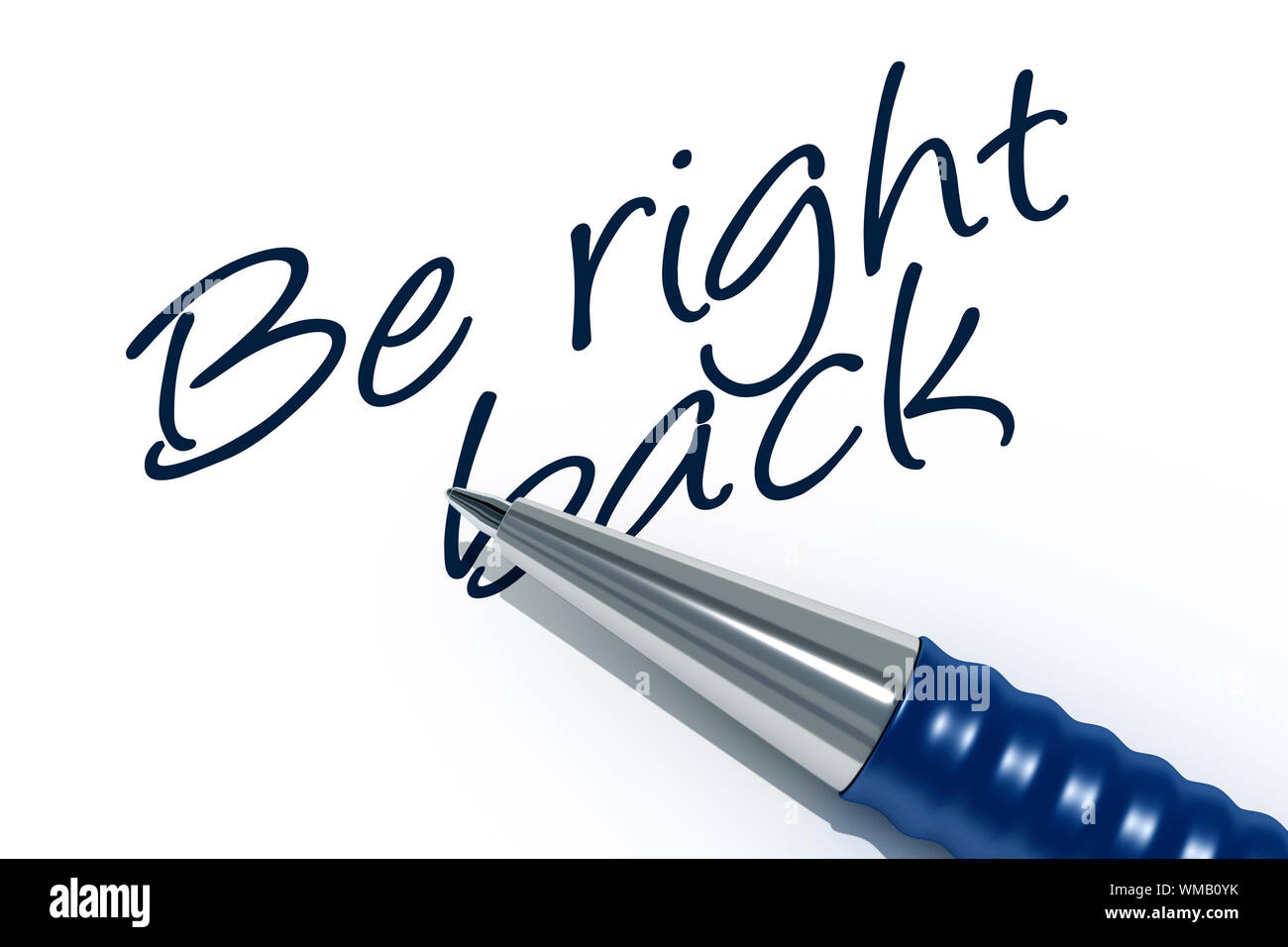 An image of a pen with the message be right back Stock Photo - Alamy