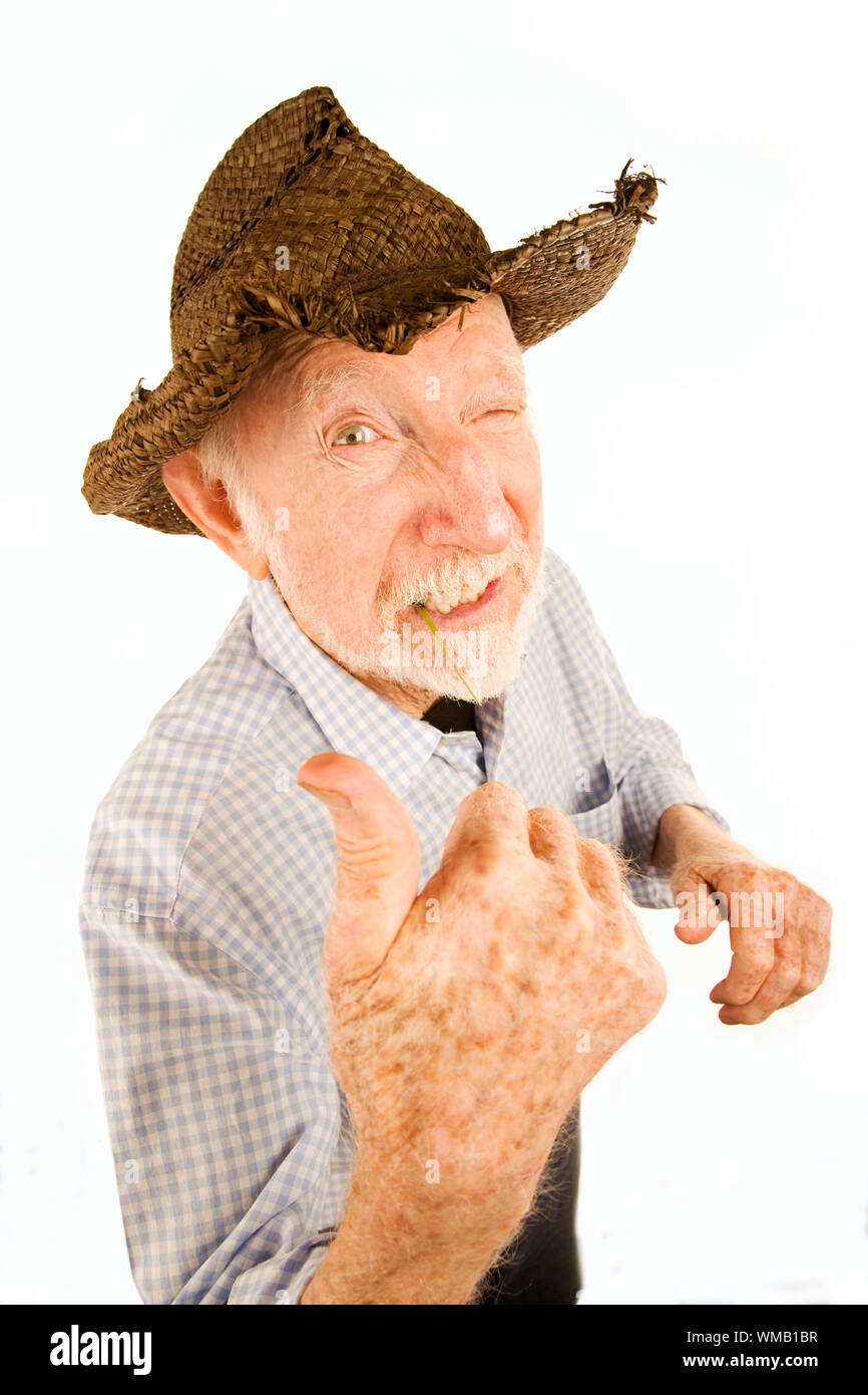 Elderly man wearing cowboy hat hi-res stock photography and images - Alamy
