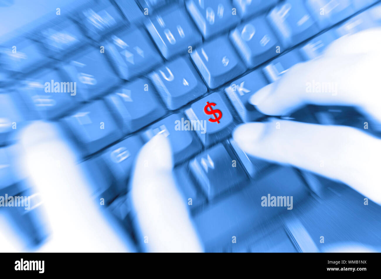Dollar Sign And Finger On Keyboard In Motion Blur Stock Photo Alamy