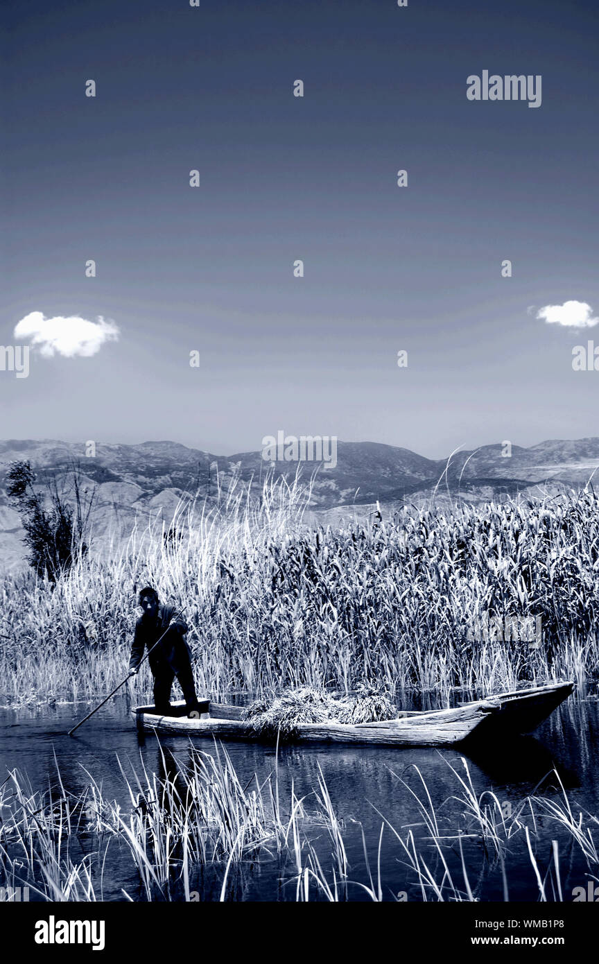 farmer rowing boat Stock Photo - Alamy