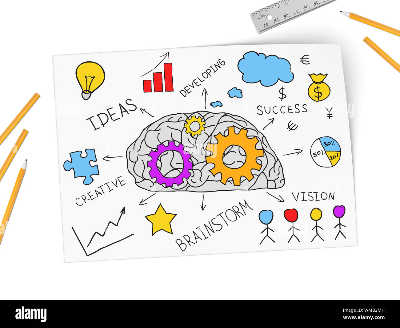 Collage expressing concept of business success, on white background ...