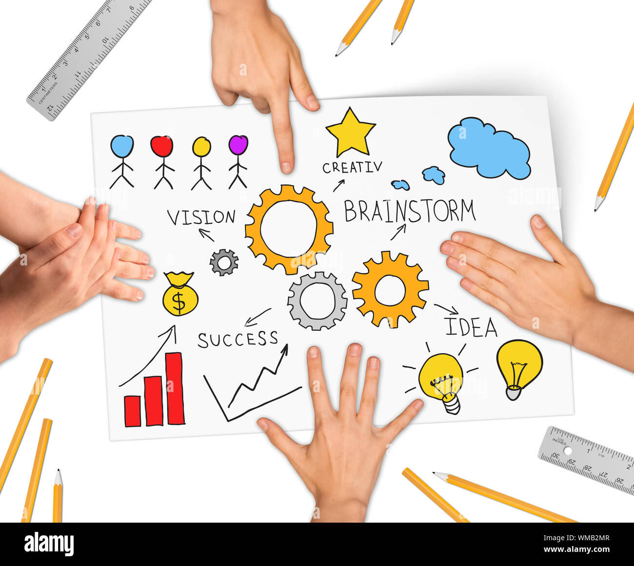 Collage expressing concept of business success, on white background ...