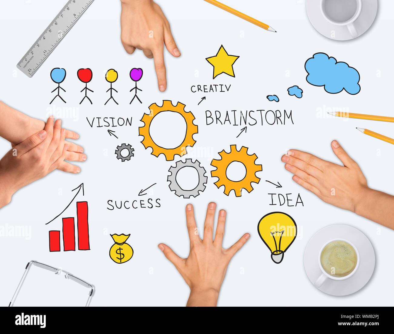 Collage expressing concept of business success, on white background ...