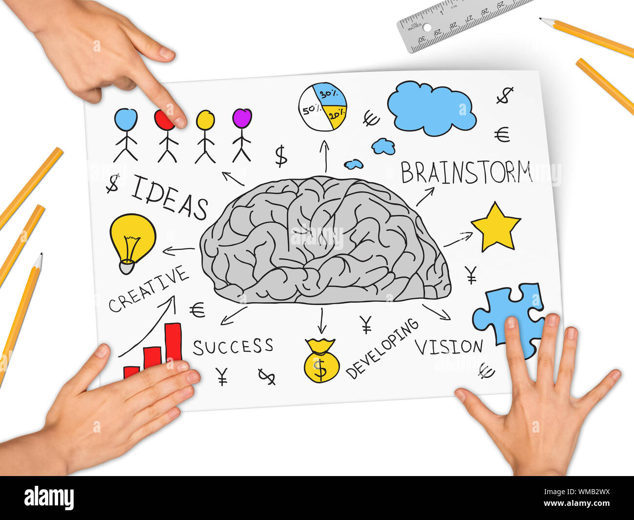 Collage expressing concept of business success, on white background ...