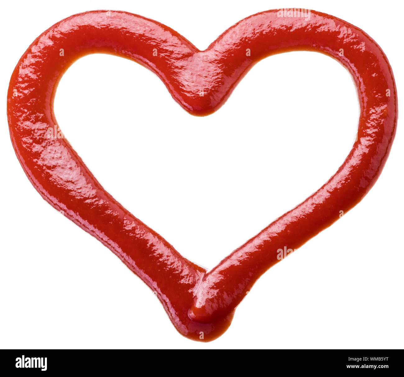 Ketchup in a shape of heart on white background. File contains clipping ...