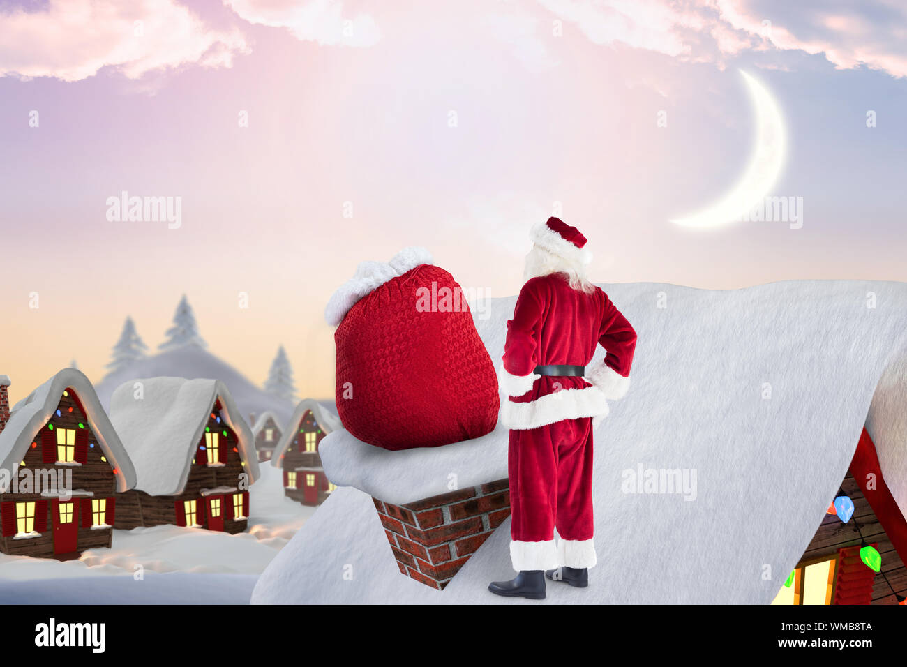 Christmas santa lights roof hi-res stock photography and images - Alamy