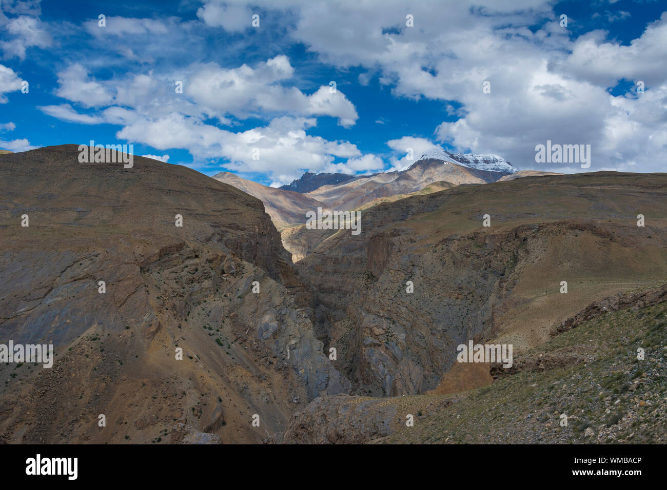 Mountains and Deep Valley at kibber village in Spiti Valley,Himachal ...