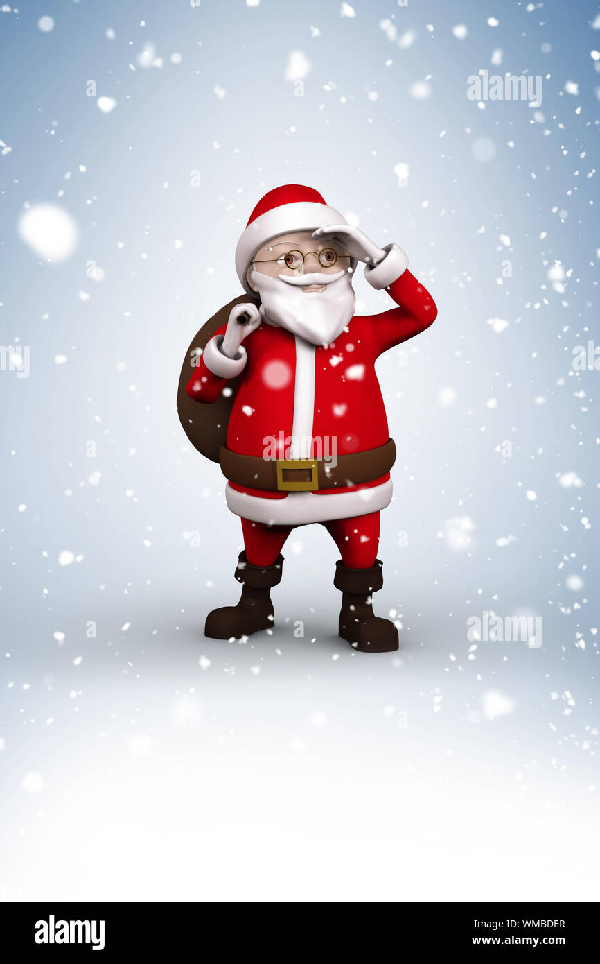 Composite image of cartoon santa with snow falling Stock Photo - Alamy