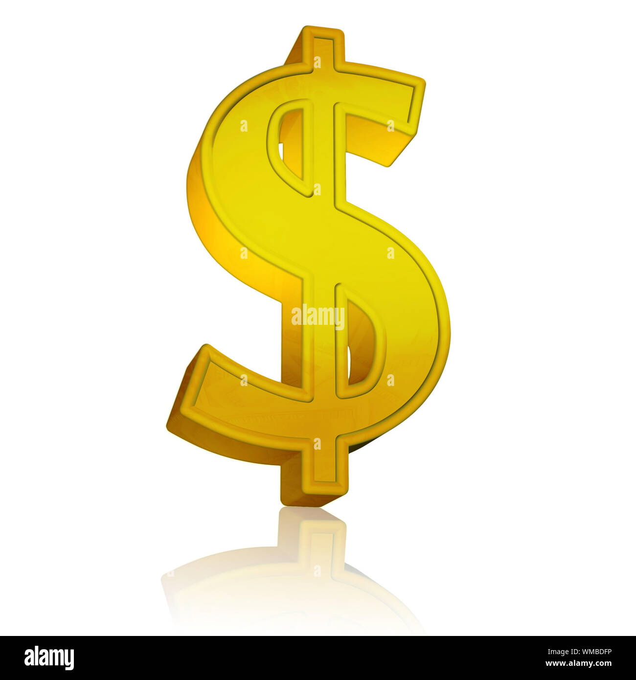 3d Gold dollar icon on white background Stock Photo - Alamy