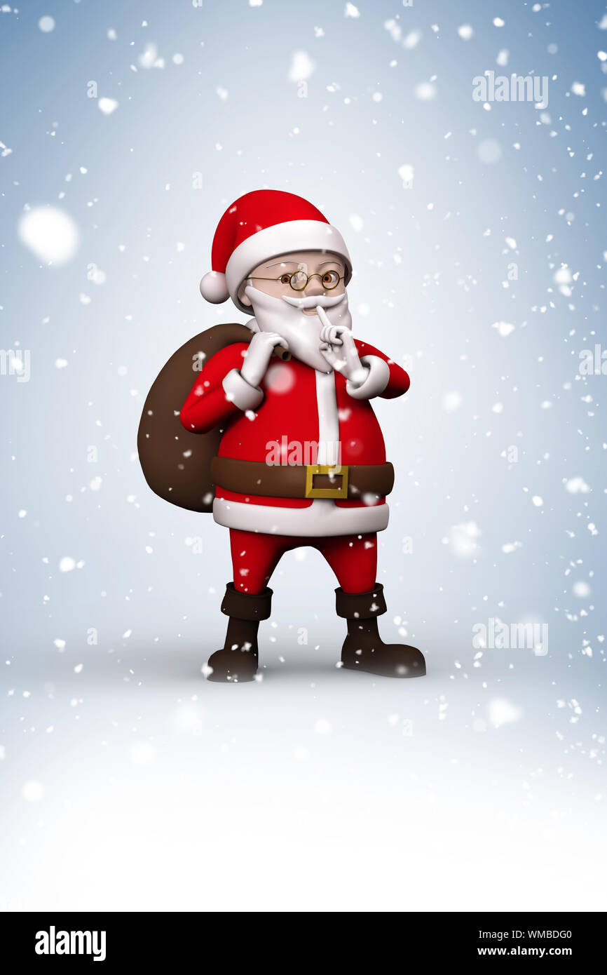 Composite image of cartoon santa with snow falling Stock Photo - Alamy