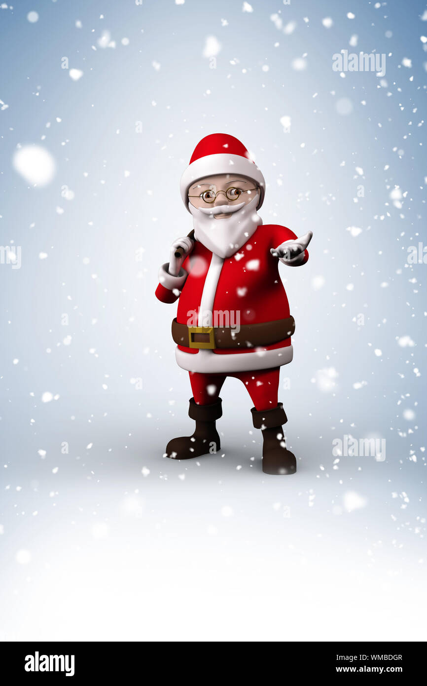 Composite image of cartoon santa with snow falling Stock Photo - Alamy