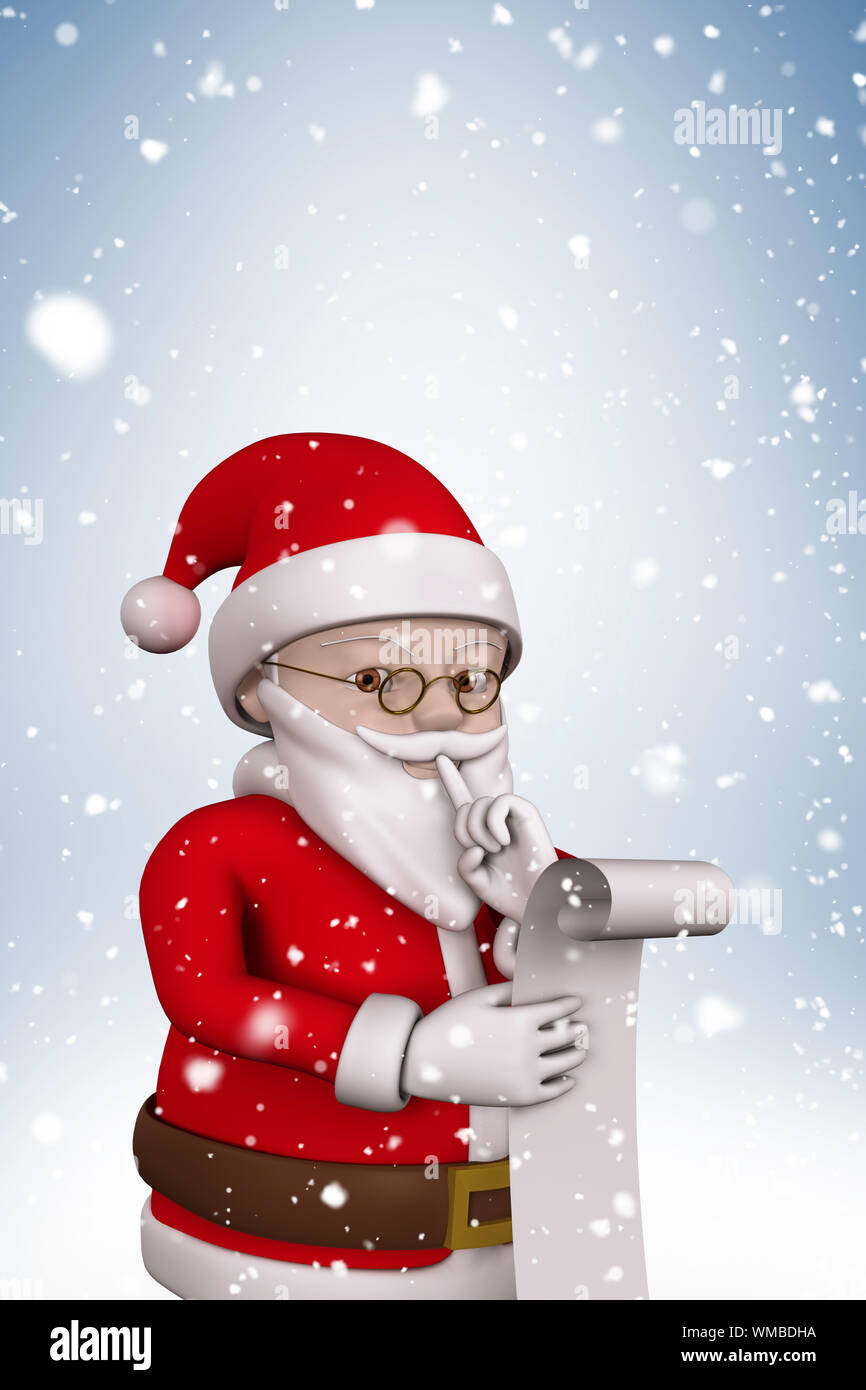 Composite image of cartoon santa with snow falling Stock Photo - Alamy