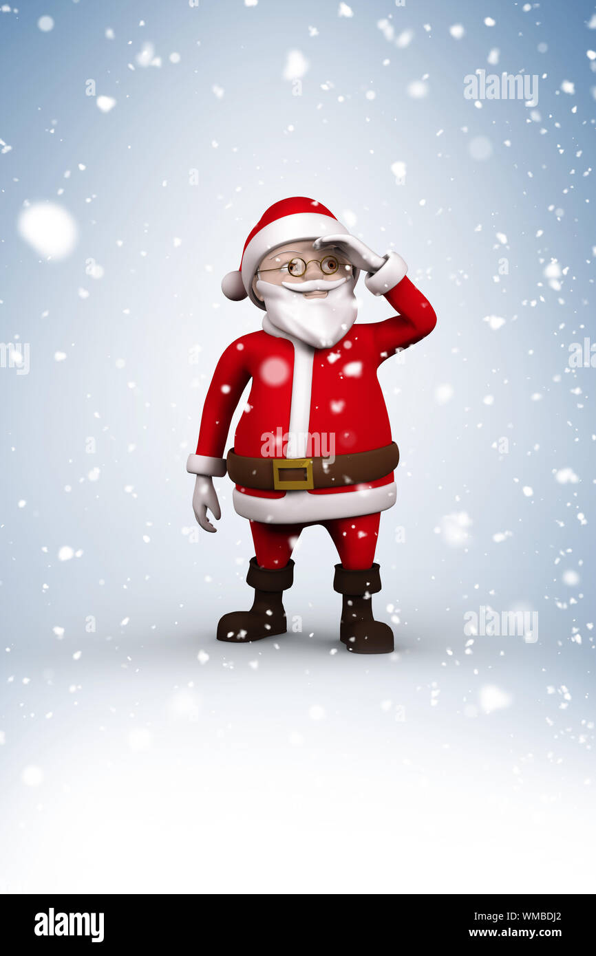 Composite image of cartoon santa with snow falling Stock Photo - Alamy