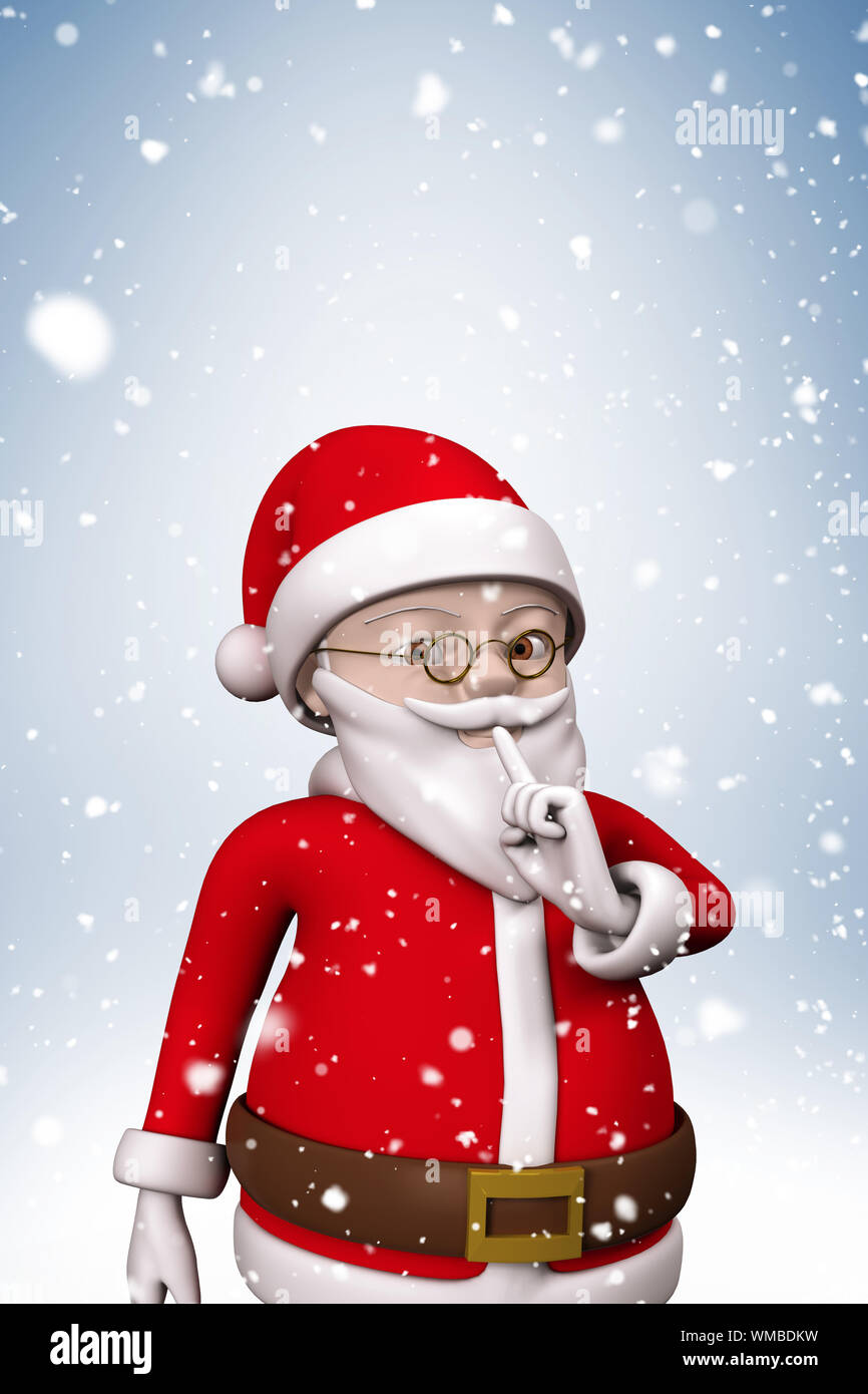 Composite image of cartoon santa with snow falling Stock Photo - Alamy
