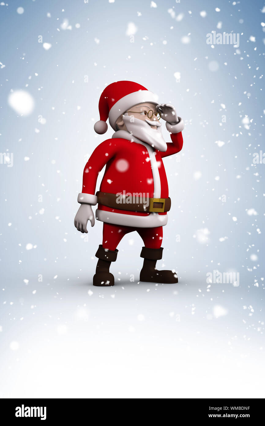 Composite image of cartoon santa with snow falling Stock Photo - Alamy