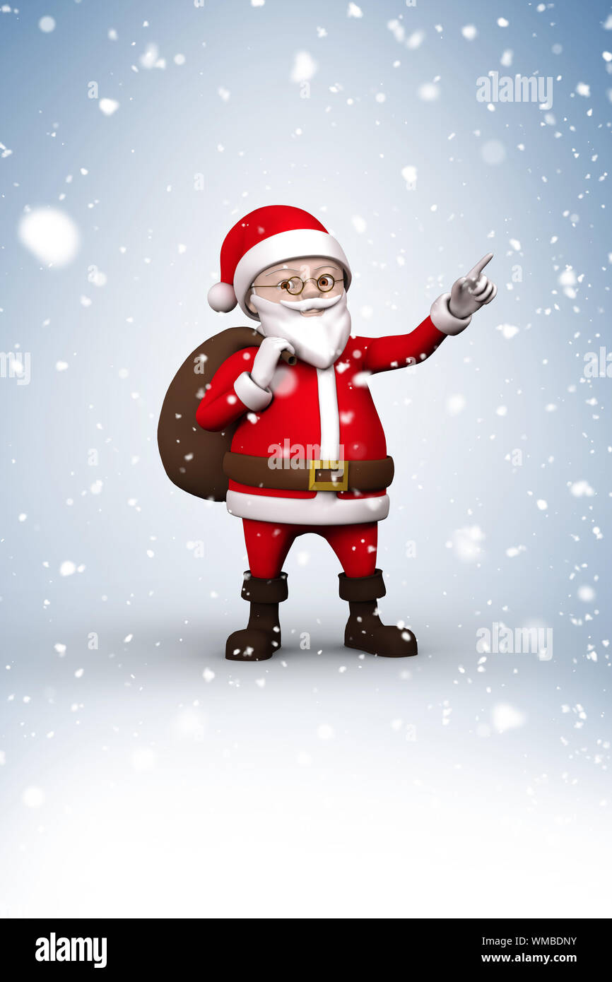 Composite image of cartoon santa with snow falling Stock Photo - Alamy