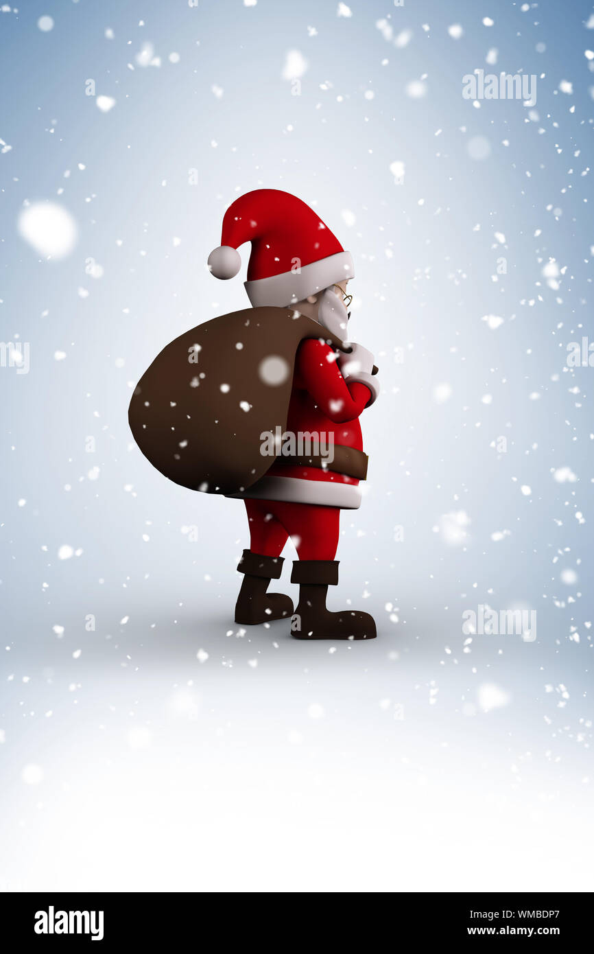 Composite image of cartoon santa with snow falling Stock Photo - Alamy