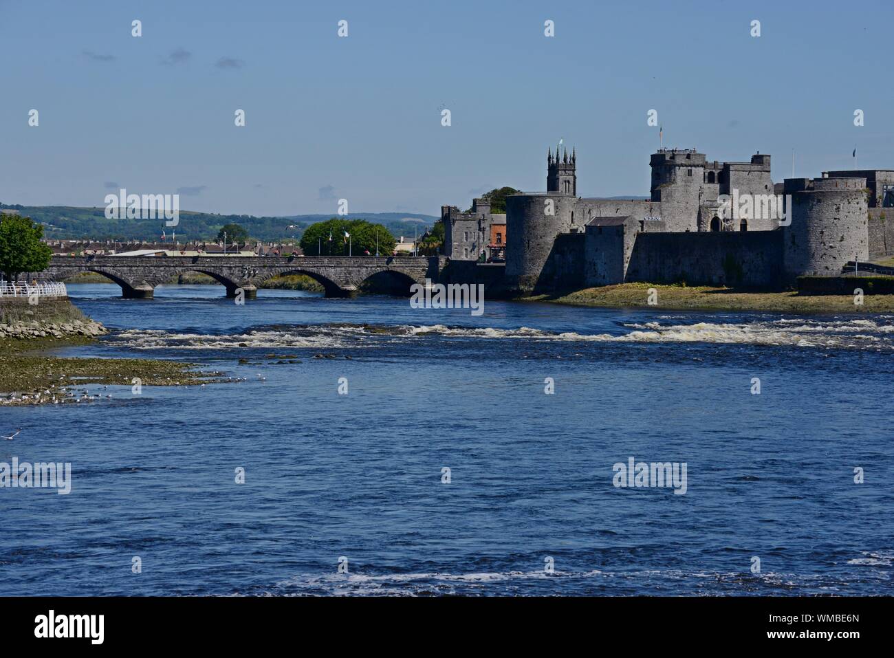 The River Shannon and King John's Castle, Limerick, Ireland Stock Photo ...