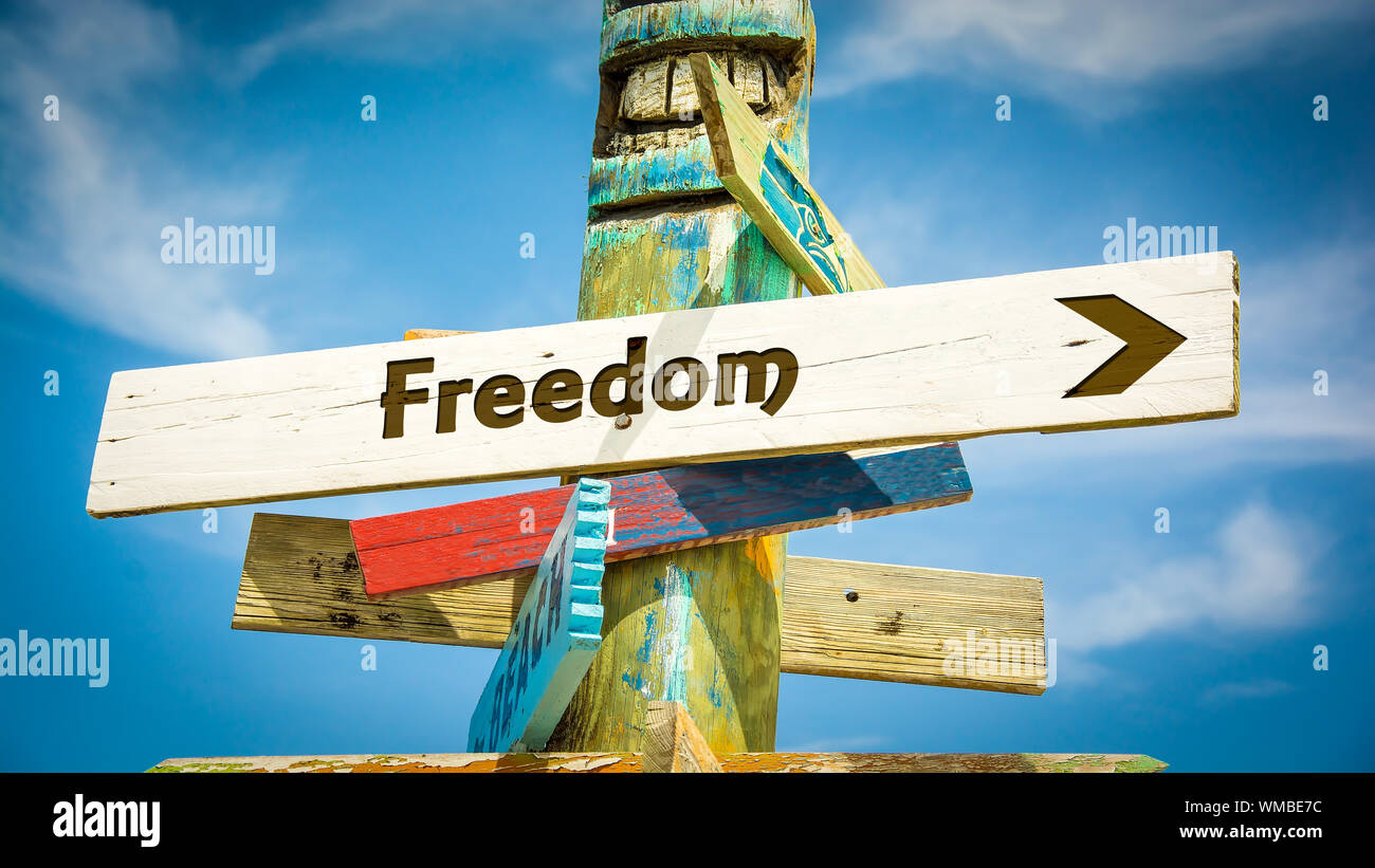 Street Sign the Direction Way to Freedom Stock Photo - Alamy