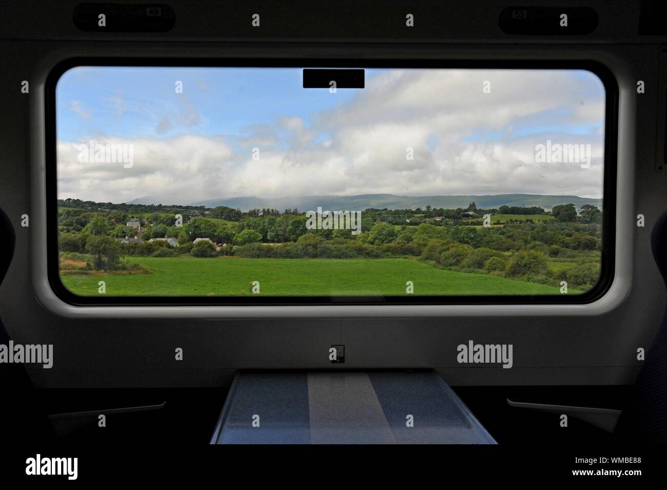 View through the window of an Irish Railway carriage in Co Kerry ...