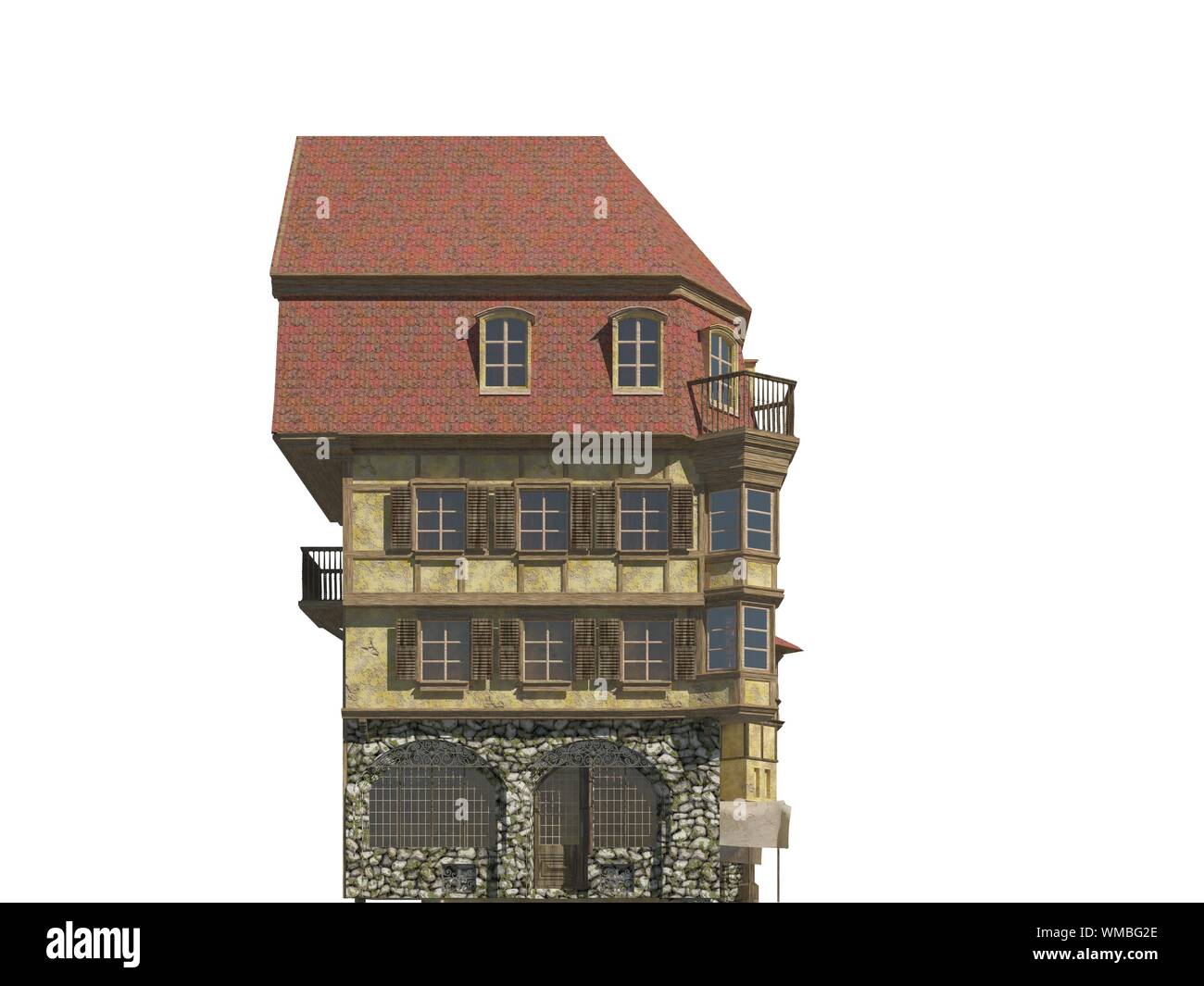 3D Illustration Fairy Tale Buildings Isolated on White Background Stock ...